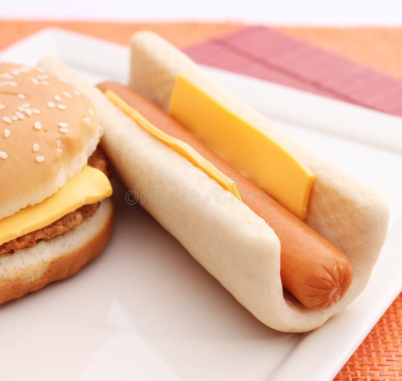 Hot dog and burger stock photo. Image of dinner, burger - 37489862