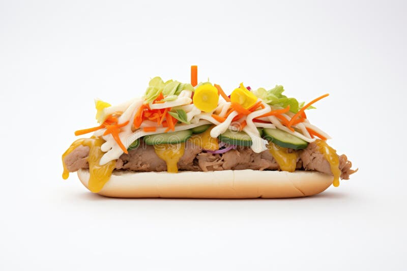 Hot Dog Concept: Half Beef, Half Veggie in One Bun Stock Photo - Image ...