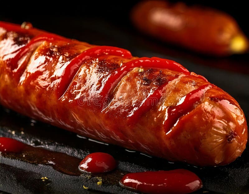 A Hot Dog with Ketchup on it Stock Photo - Image of lunch, grill: 357610358
