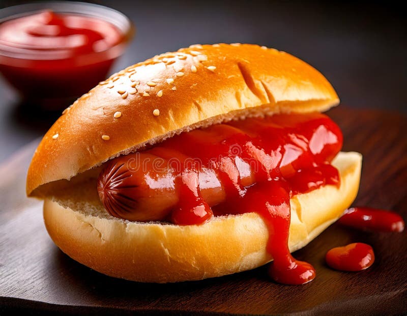 A Hot Dog with Ketchup on it Stock Image - Image of dinner, fresh ...