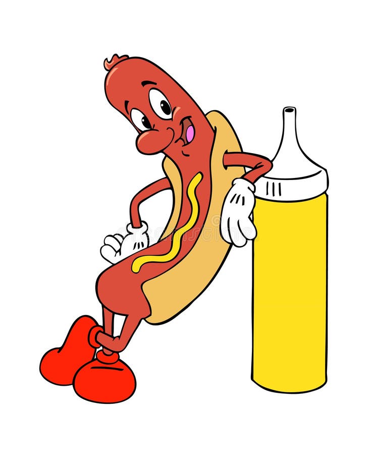 Vintage Hot Dog Cartoon Character Dancing Stock Vector - Illustration ...
