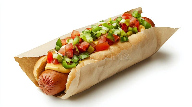 Hot Dog Paper Wrap Fresh Toppings Stock Photos - Free & Royalty-Free ...