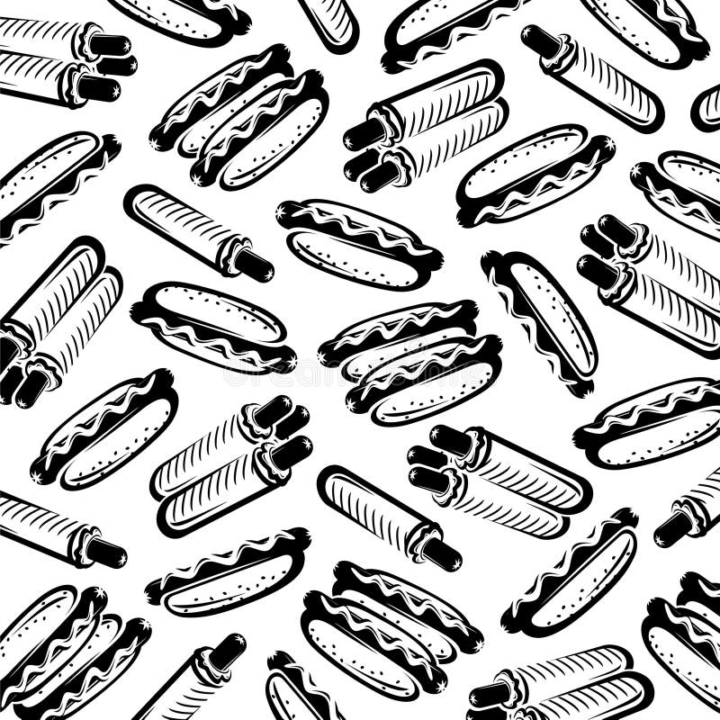 Hot Dog Pattern Background Set. Collection Icon Hot-dog Stock ...