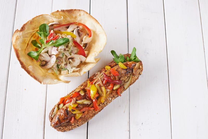 Hot dog sandwich and salad stock image. Image of submarine - 40664887