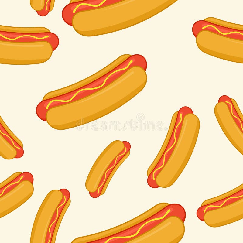 Hot-Dog Seamless Pattern. Vector Illustration. Stock Illustration ...