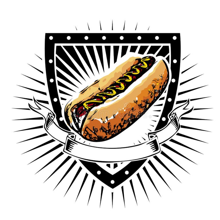 Hot dog shield stock vector. Illustration of food, detailed - 52144015
