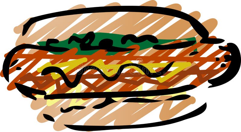 Hot dog sketch stock vector. Illustration of frankfurter - 5159791