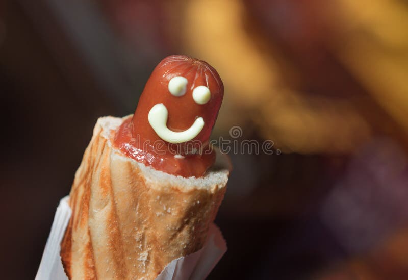 Hot Dog with a Smile Close Up. Stock Photo - Image of meat, celebration ...