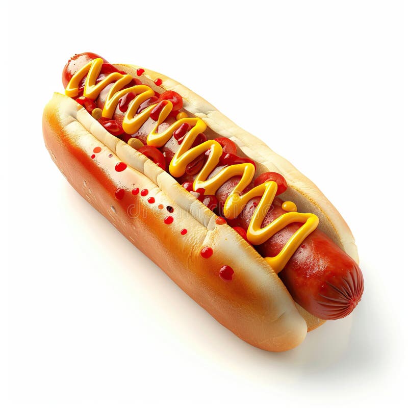 Hot Dog on White Background Stock Image - Image of meat, background ...