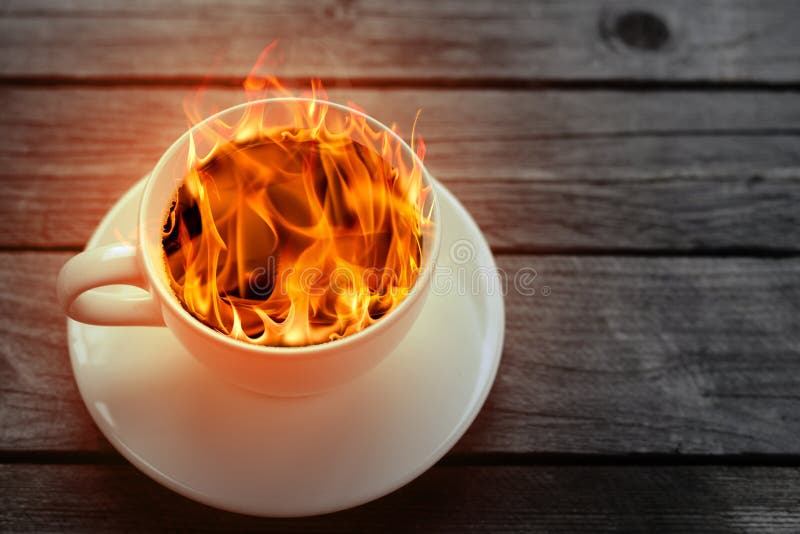 Hot Drink. Coffee Burning in Fire Stock Photo - Image of natural, white ...