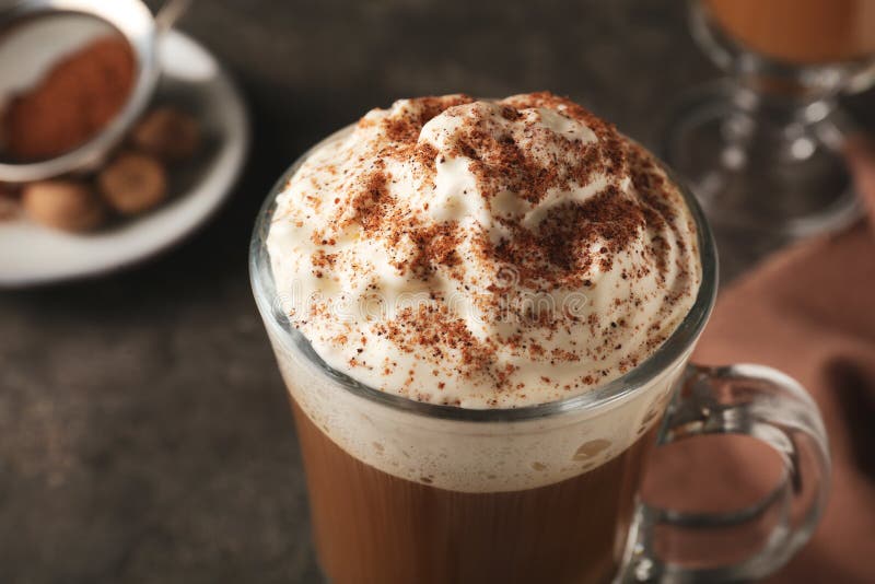 Hot Drink with Nutmeg Powder in Cup, Closeup Stock Image - Image of ...