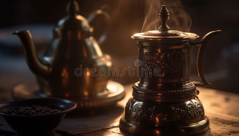 Hot Drink Traditions Tea, Coffee, and Ceremony in Arabic Style Generated by AI Stock ...