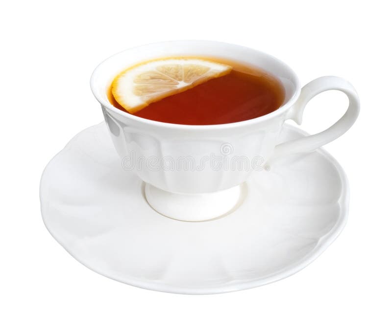 Hot Earl Grey Tea with Lemon Slice Top View Isolated on White Ba Stock ...