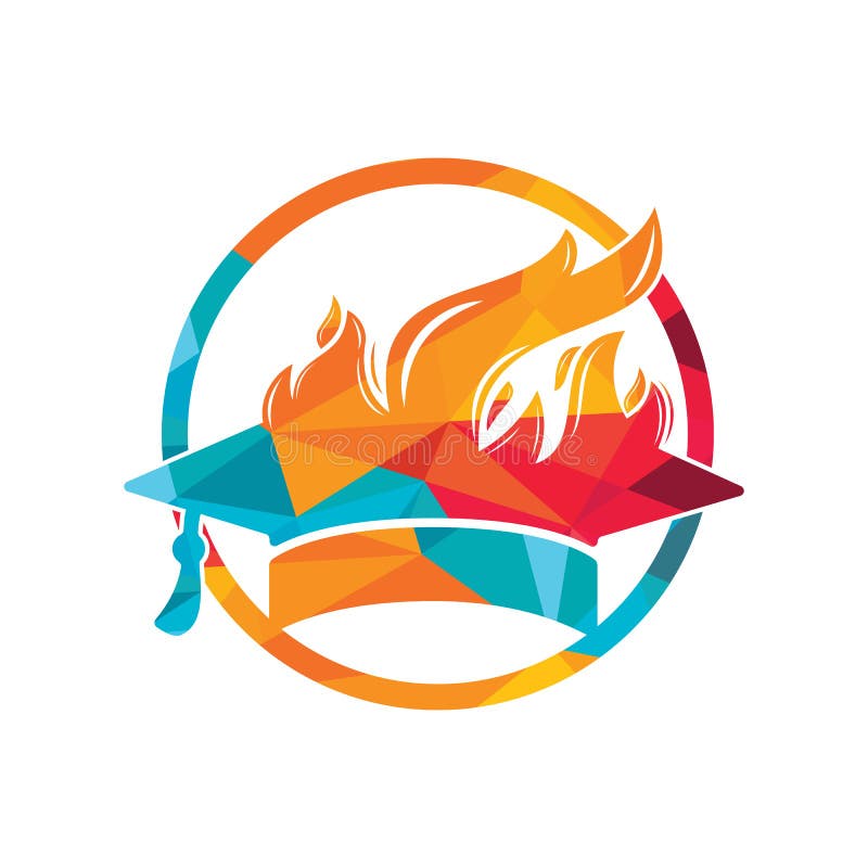 Hot Education Vector Logo Design. Graduation Caps with Fire Icon Vector ...