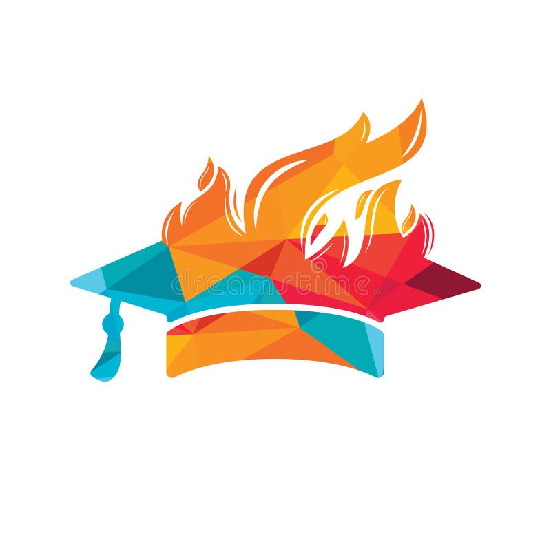 Hot Education Vector Logo Design. Graduation Caps with Fire Icon Vector ...
