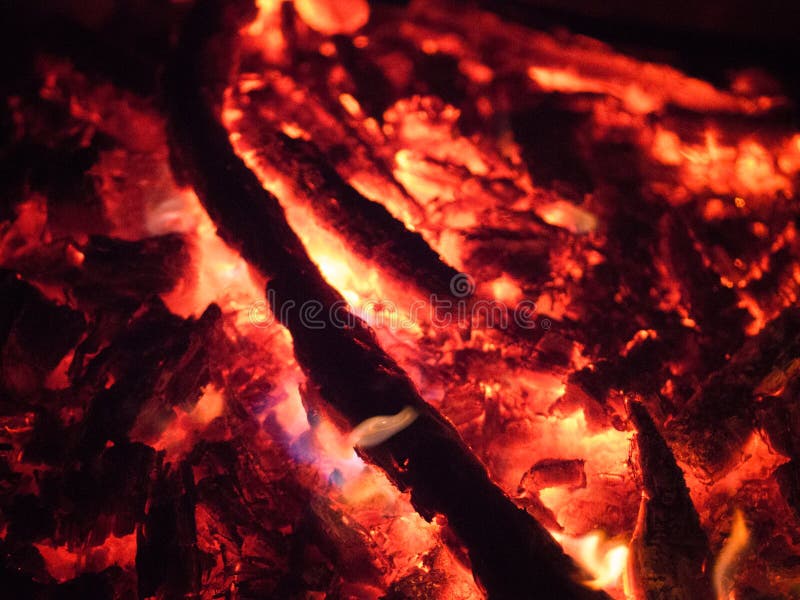 Glowing Ember With Blue Flames Stock Photo - Image of power, fire: 36640344