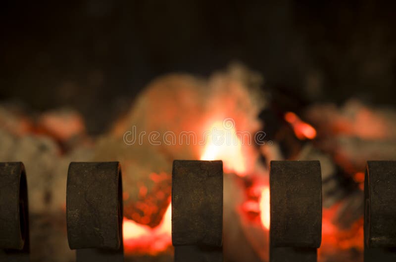 Hot Embers in a Fireplace Brazier Stock Photo - Image of cinder, heat ...