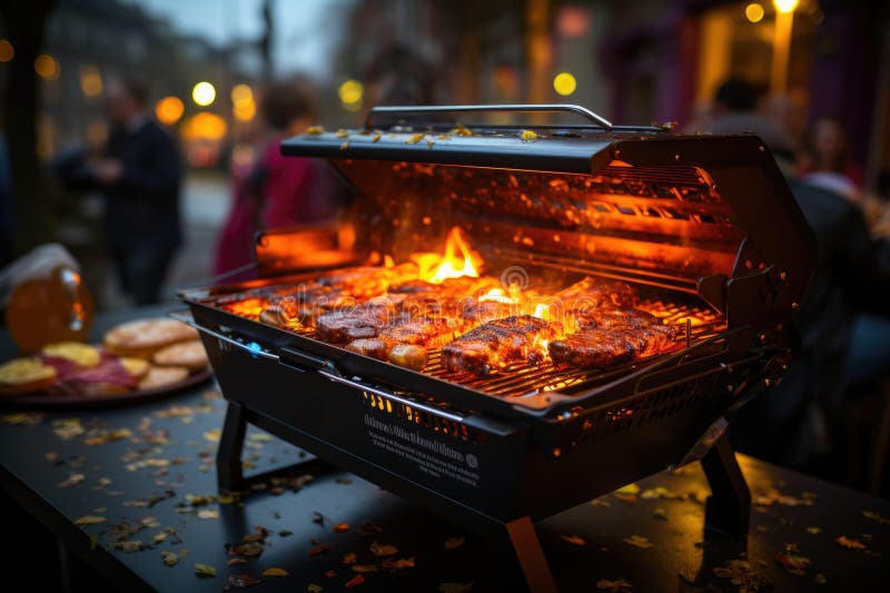 Hot Empty Portable Barbecue with Fire on Fire an Stock Illustration ...