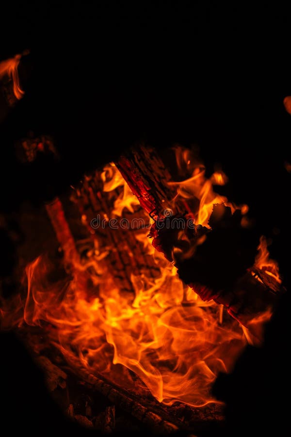 Hot Energetic Red Flames Raging in the Fireplace Burning Down the Wood ...