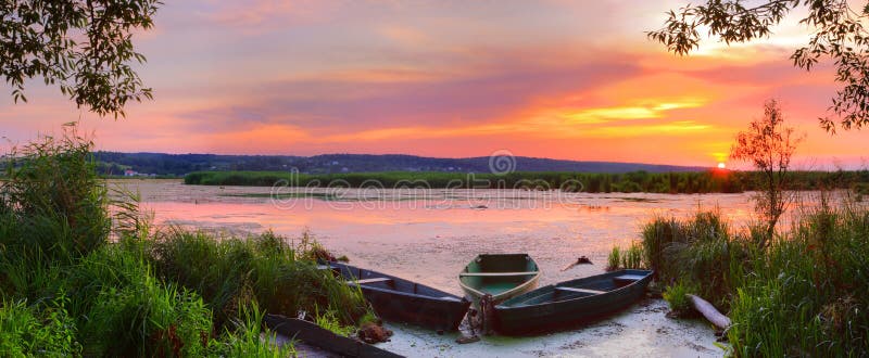 Hot evening stock image. Image of reed, water, river - 12680647