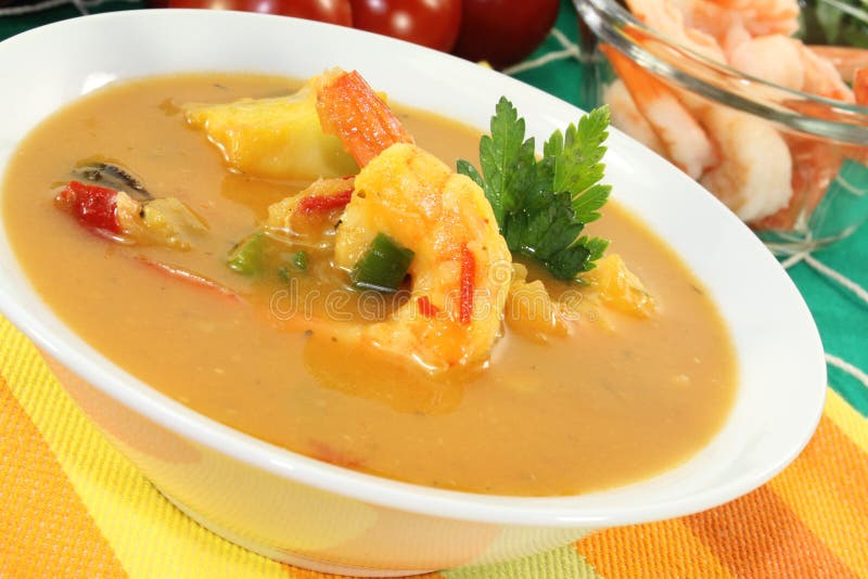 Hot Exotic Curry Soup with Shrimp Stock Photo - Image of asia, coconut ...