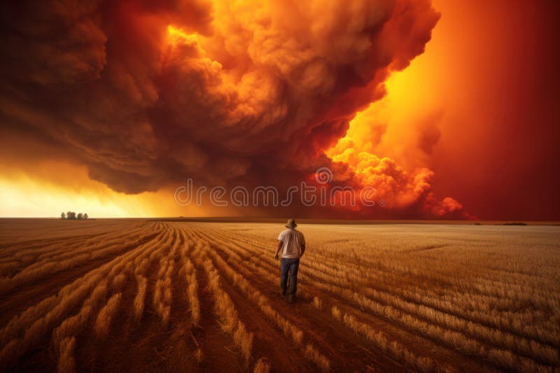 Hot Fire Burning Crops and Harvests, a Natural Disaster. Environment ...