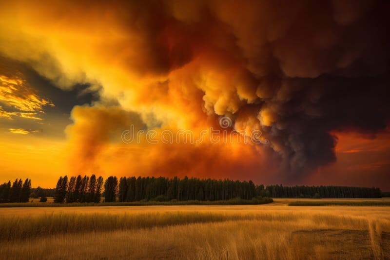 Hot Fire Burning Crops and Harvests, a Natural Disaster. Environment ...