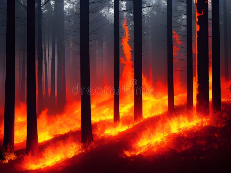 Fire Burning in the Forest. Selective Focus, AI Generated Stock ...