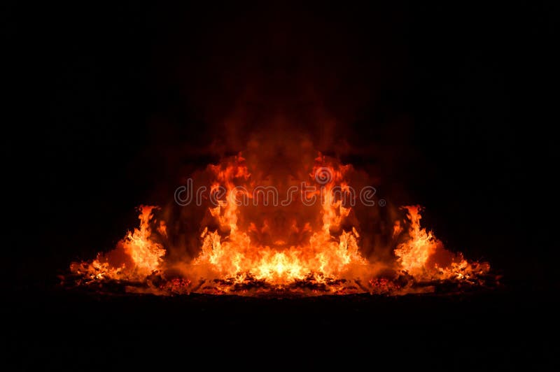 Hot Fire Burning in Night Garden Stock Image - Image of fire, burning ...