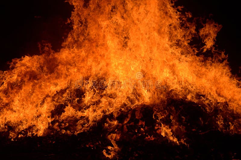 Hot Fire Burning in Night Garden Stock Photo - Image of blaze, burning ...