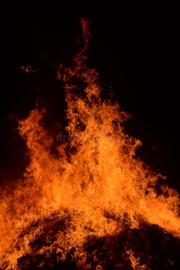Hot Fire Burning in Night Garden Stock Photo - Image of blaze ...