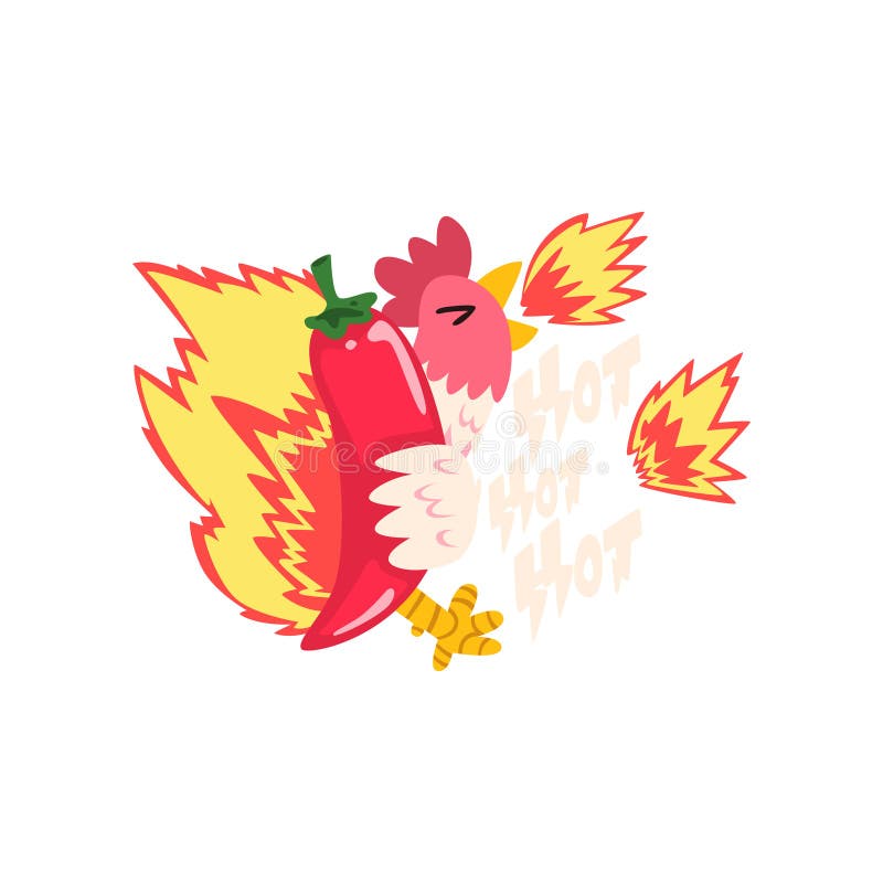 Fire Chicken Logo Design Vector Template, Rooster Illustration, Symbol ...