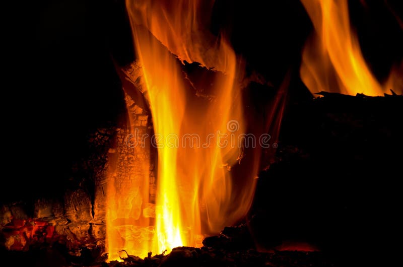 Hot Fire on a Cold Winter S Evening Stock Photo - Image of sparks ...