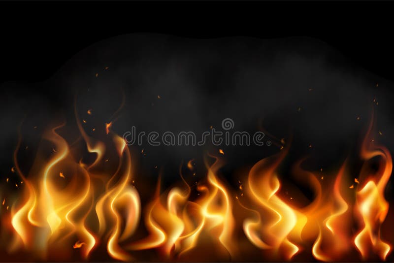 Hot fire. Isolated vector stock illustration. Illustration of smoke ...