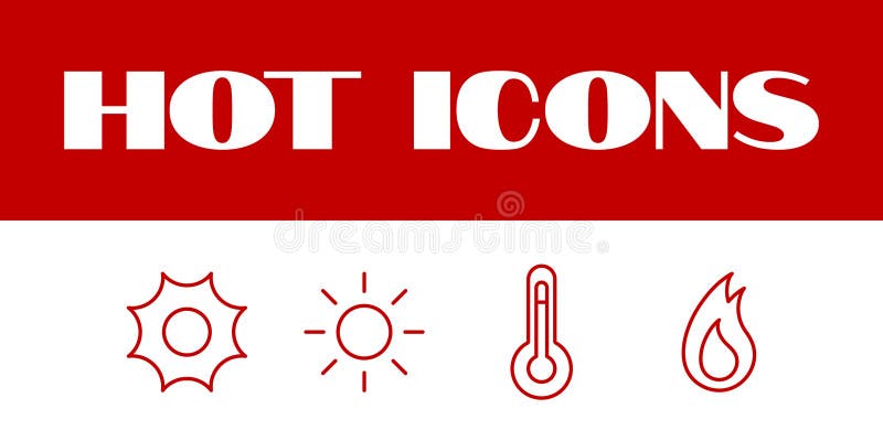 Hot Fire Line Icons Set. Fire Icons Vector. Hot Fire Flames Icon ...