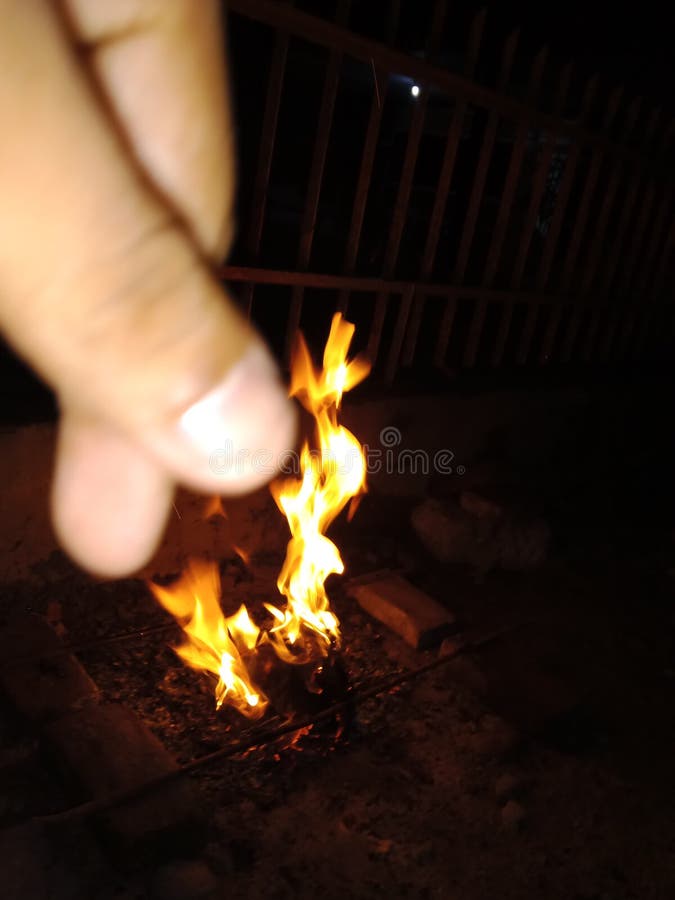 Hot Fire in the Silent Night Stock Photo - Image of campfire, font ...