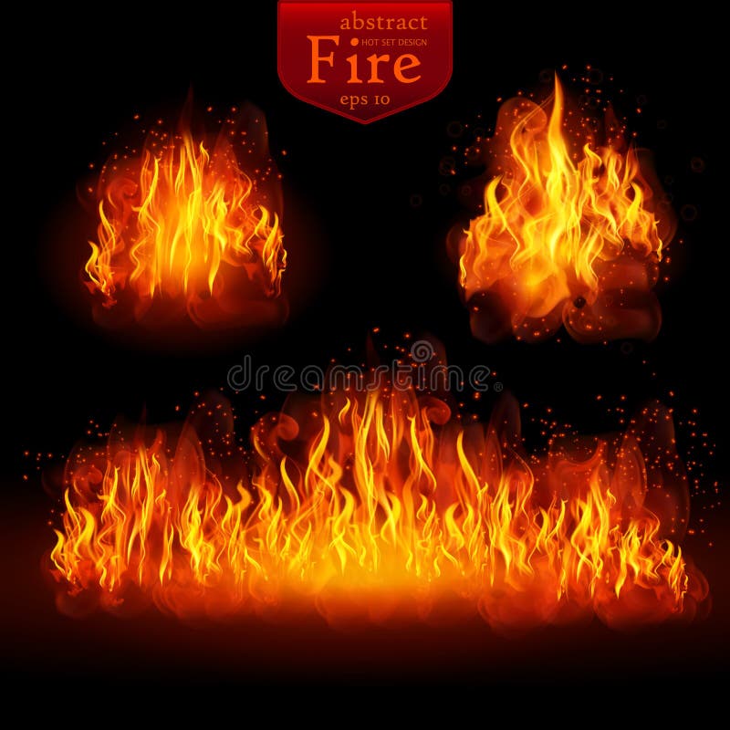 Hot Fire. Vector Realistic Elements Set for Design Stock Vector ...