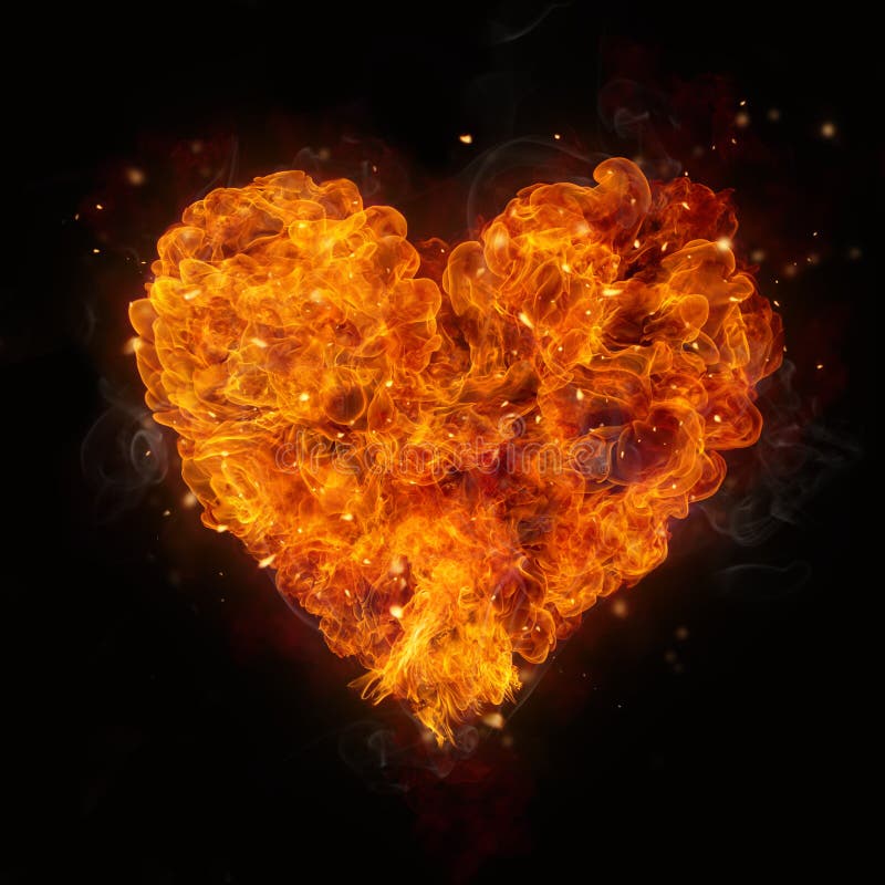 Hot Fires Flames in Heart Shape Stock Image - Image of burn, burst ...