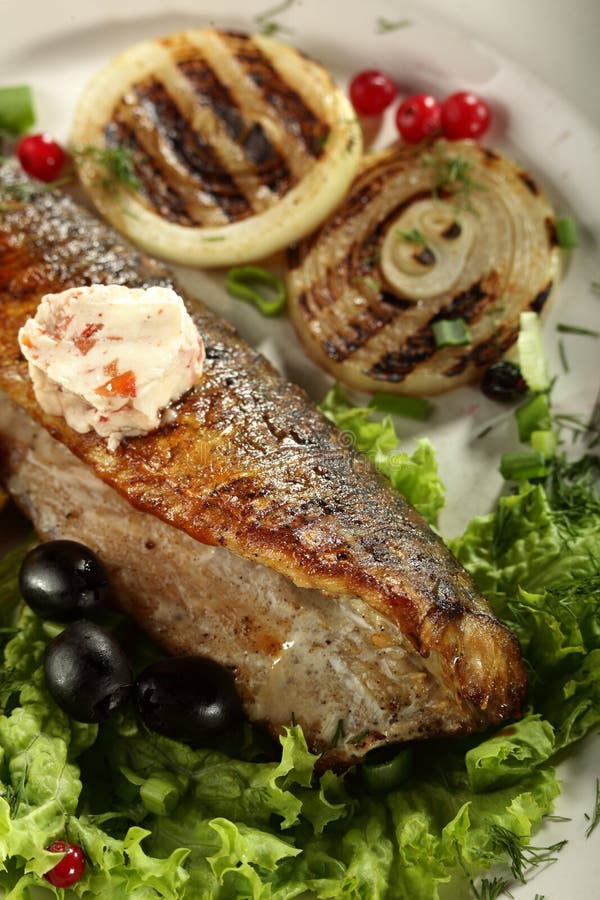 Hot fish stock photo. Image of main, grill, plate, potato - 25859892