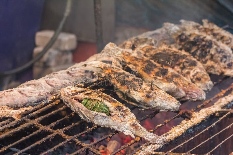 Hot fish burn stock image. Image of grill, black, barbecue - 66623759