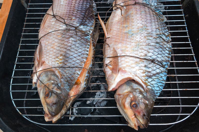 Hot Fish on a Grill. Caribbean Food Concept Stock Image - Image of meat ...