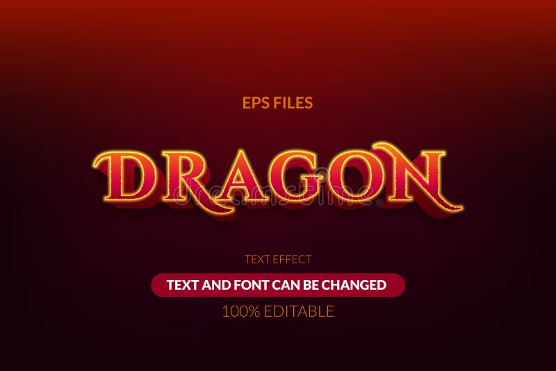 Hot Flame Fire Red Dragon Mythical Editable Text Effect. Eps Vector ...
