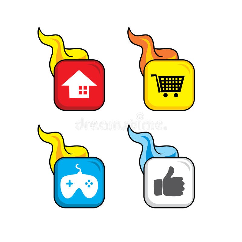 Hot Flame Icon Button Theme Art Stock Vector - Illustration of sign ...