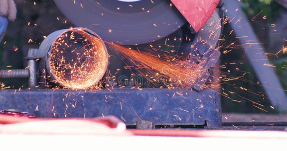 Hot Flame Welding Metal Work Cutting Fire Iron Workshop. Welding ...