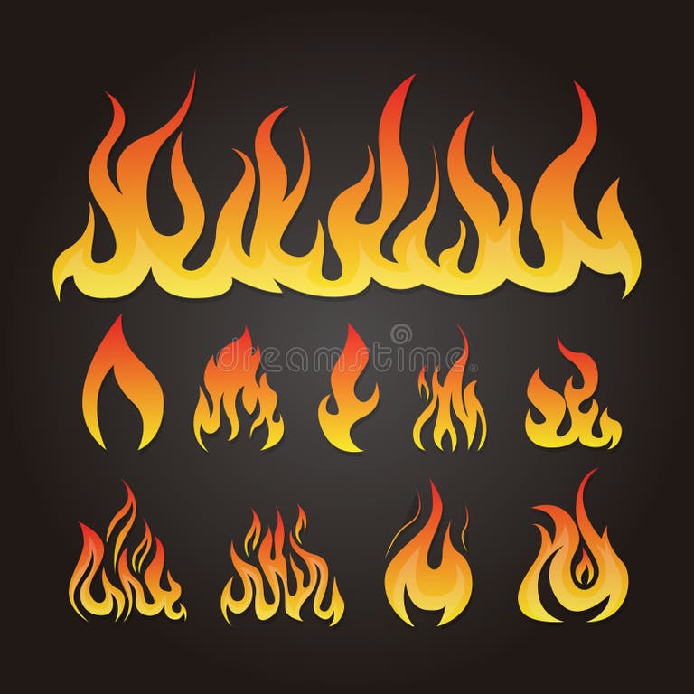 Hot flames and fire set stock vector. Illustration of flame - 164121063