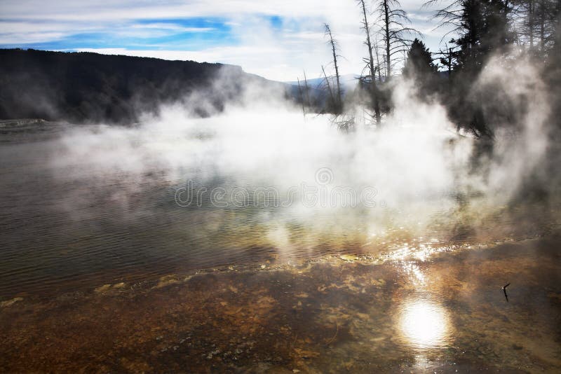 Hot Fog Above Geothermal Springs Stock Photo - Image of dead, colour ...