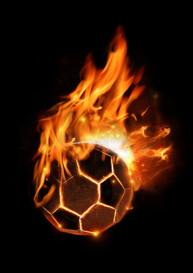 Hot Football on Fire stock illustration. Illustration of soccer - 9606646