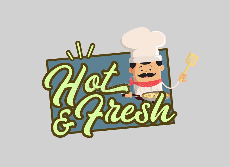 Hot and Fresh Logo Chef Flat Vector Illustration Design Stock Vector ...
