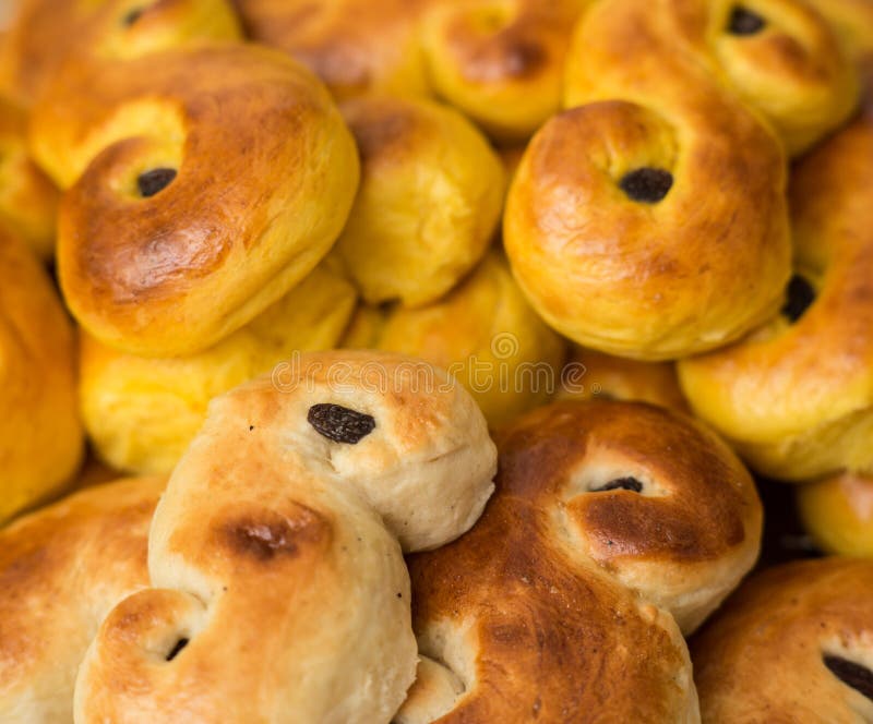 Hot and Freshly Baked Saffron Buns Stock Photo - Image of delicious ...