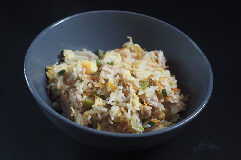 Hot Fried Rice in a Bowl on Table Stock Image - Image of meal, wood ...